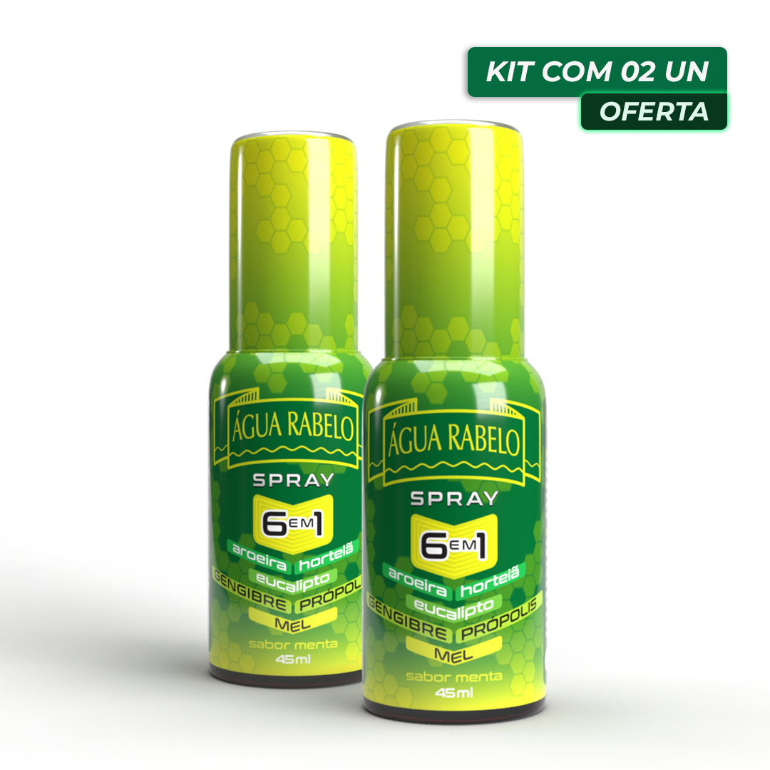 Spray para garganta Mel e própolis 6 em 1 Água Rabelo sabor menta 45ml